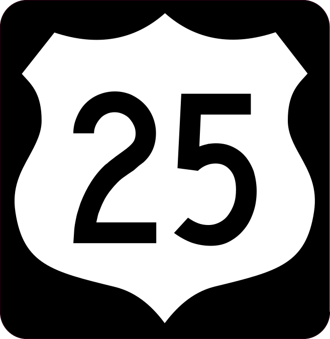 Highway 25 Sign With Black Border Sticker