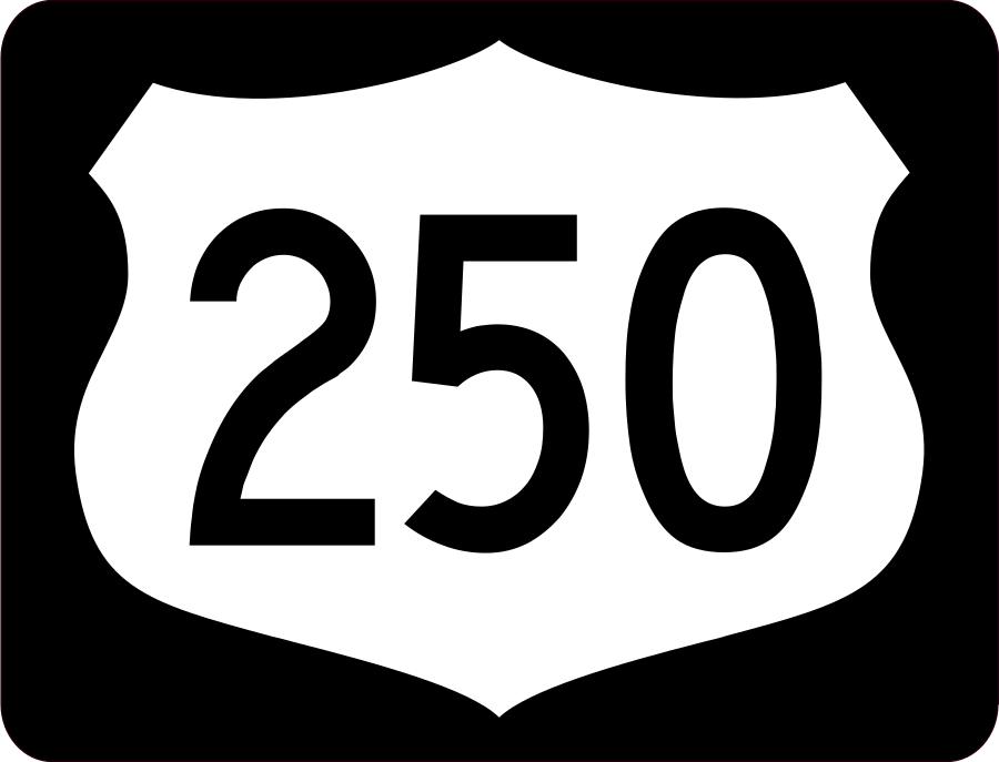 Highway 250 Sign With Black Border Sticker