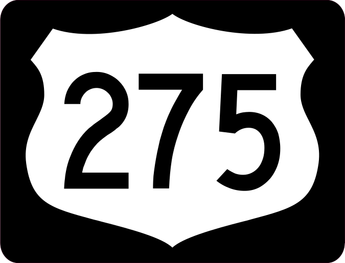 Highway 275 Sign With Black Border Sticker