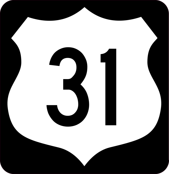 Vibrant, High-Quality Highway 31 Sign With Black Border Stickers
