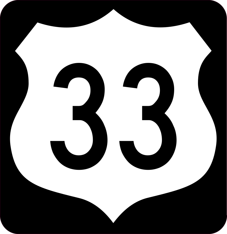 Highway 33 Sign With Black Border Sticker
