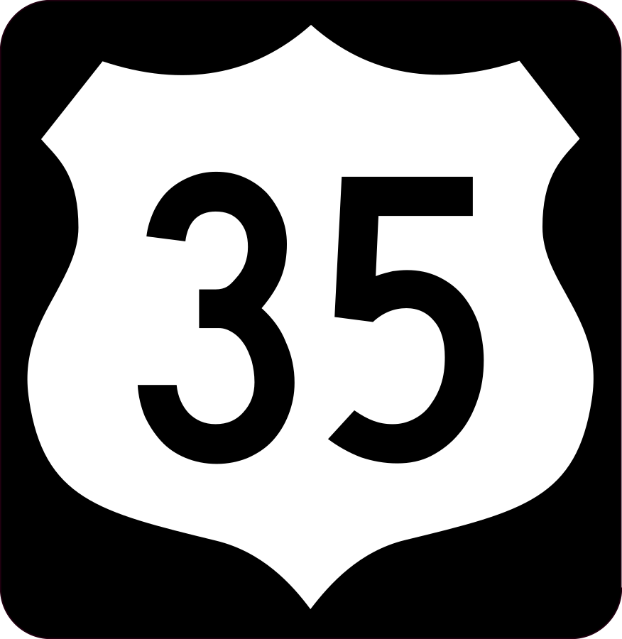 Vibrant, High-Quality Highway 35 Sign With Black Border Stickers
