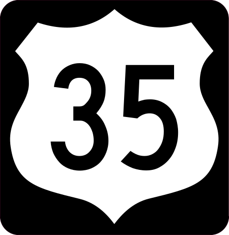Vibrant, High-Quality Highway 35 Sign With Black Border Stickers