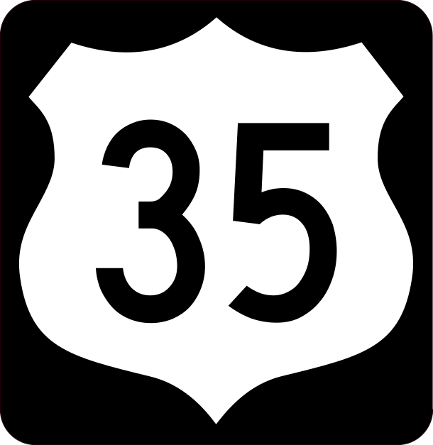 Vibrant, High-Quality Highway 35 Sign With Black Border Stickers