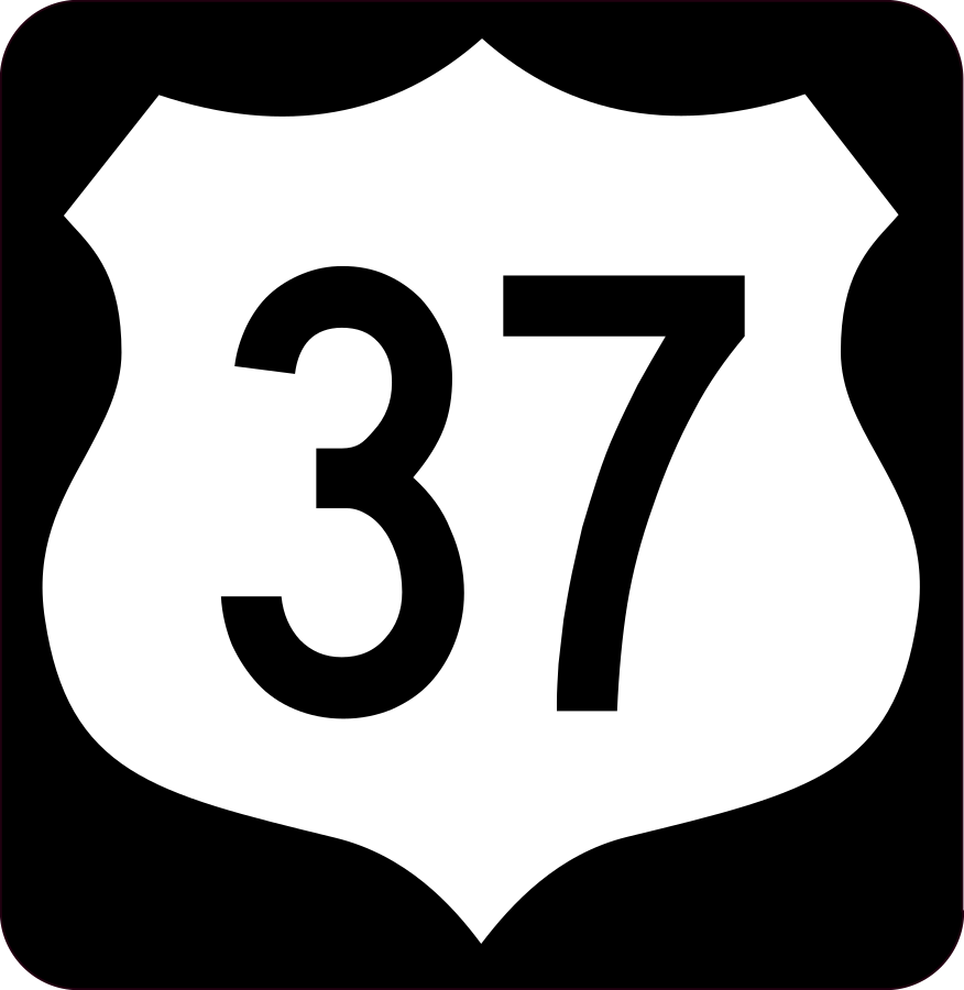 Highway 37 Sign With Black Border Sticker