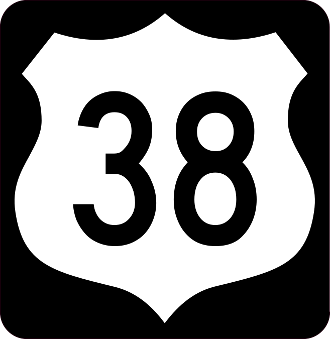 Vibrant, High-Quality Highway 38 Sign With Black Border Stickers