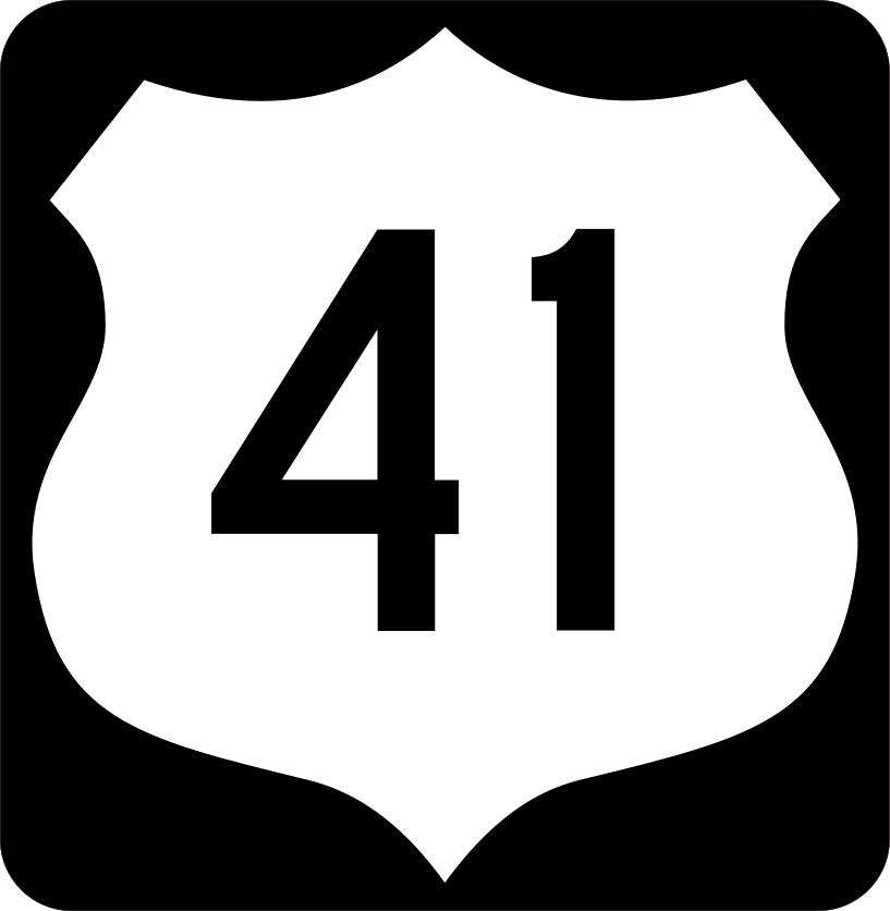 Vibrant, High-Quality Highway 41 Sign With Black Border Stickers