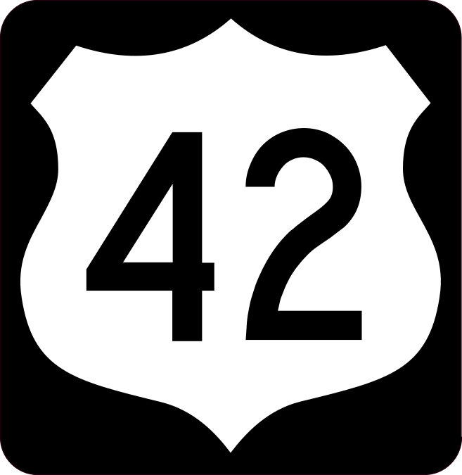 Highway 42 Sign With Black Border Sticker