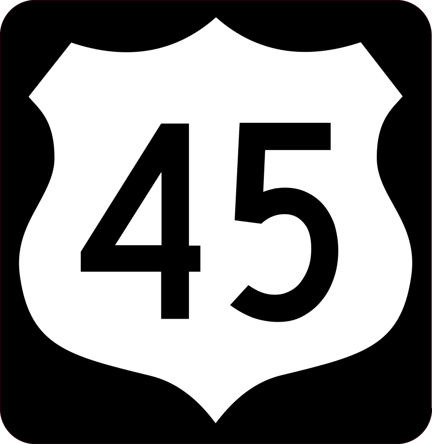 Highway 45 Sign With Black Border Sticker