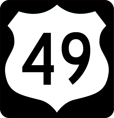 Vibrant, High-Quality Highway 49 Sign With Black Border Stickers