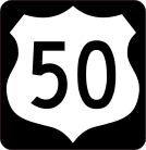 Vibrant, High-Quality Highway 50 Sign With Black Border Stickers