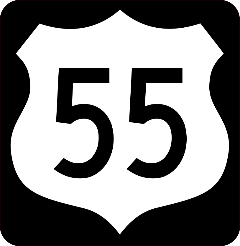 Vibrant, High-Quality Highway 55 Sign With Black Border Magnets
