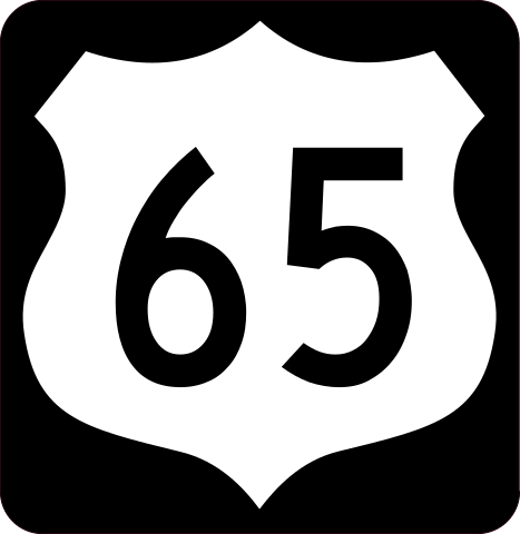 Vibrant, High-Quality Highway 65 Sign With Black Border Stickers
