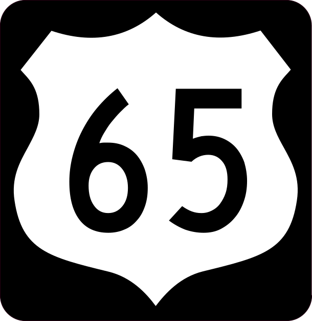 Vibrant, High-Quality Highway 65 Sign With Black Border Stickers
