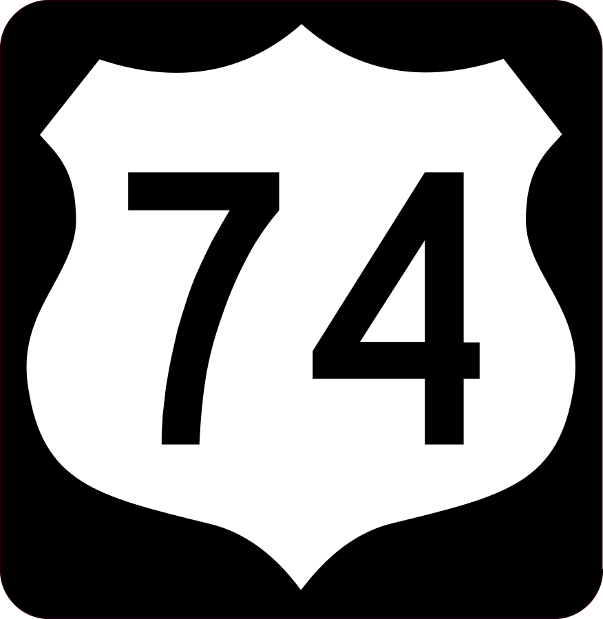 Vibrant, High-Quality Highway 74 Sign With Black Border Stickers