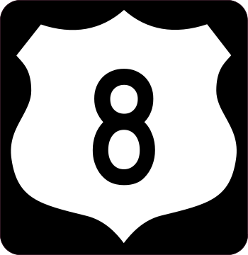Vibrant, High-Quality Highway 8 Sign With Black Border Stickers