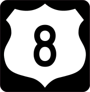 Vibrant, High-Quality Highway 8 Sign With Black Border Stickers