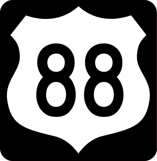 Vibrant, High-Quality Highway 88 Sign With Black Border Stickers
