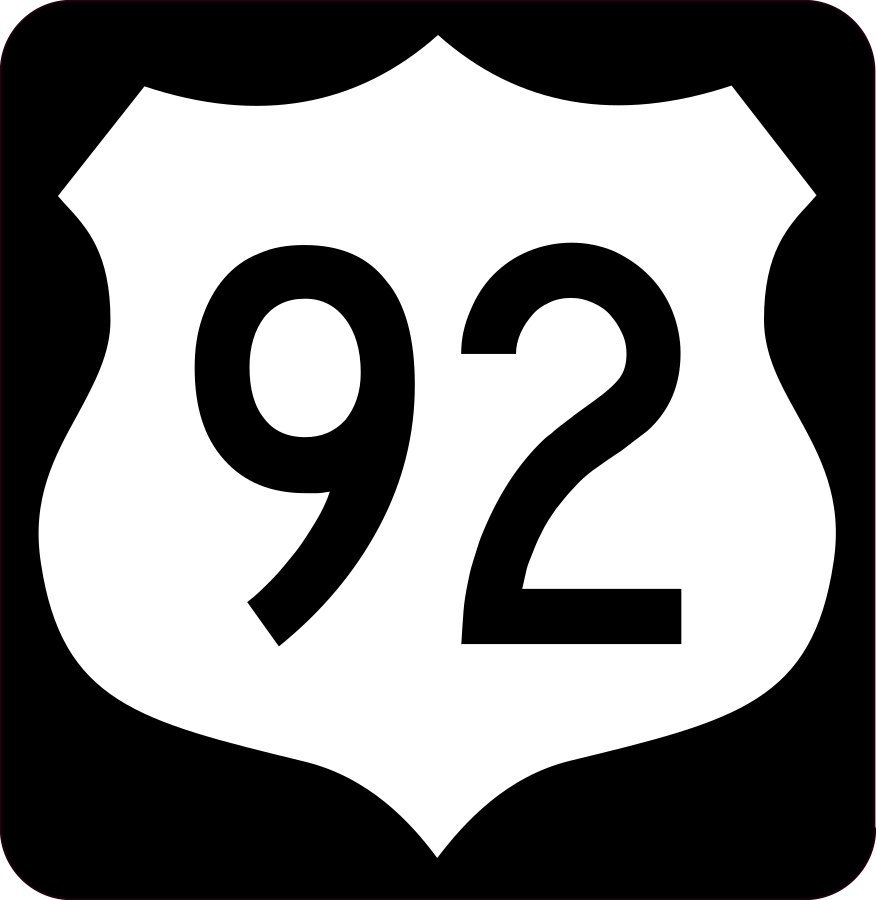 Vibrant, High-Quality Highway 92 Sign With Black Border Stickers