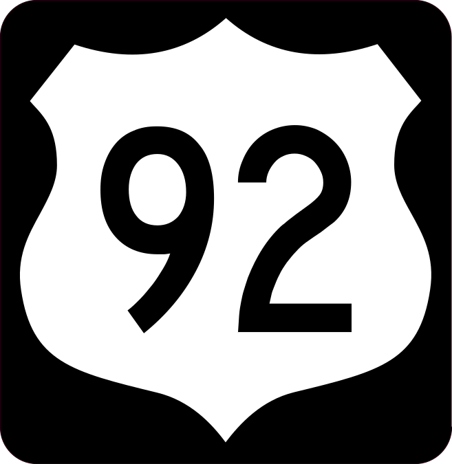 Vibrant, High-Quality Highway 92 Sign With Black Border Stickers