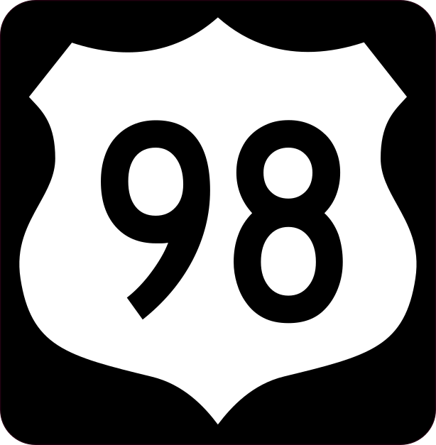 Vibrant, High-Quality Highway 98 Sign With Black Border Magnets