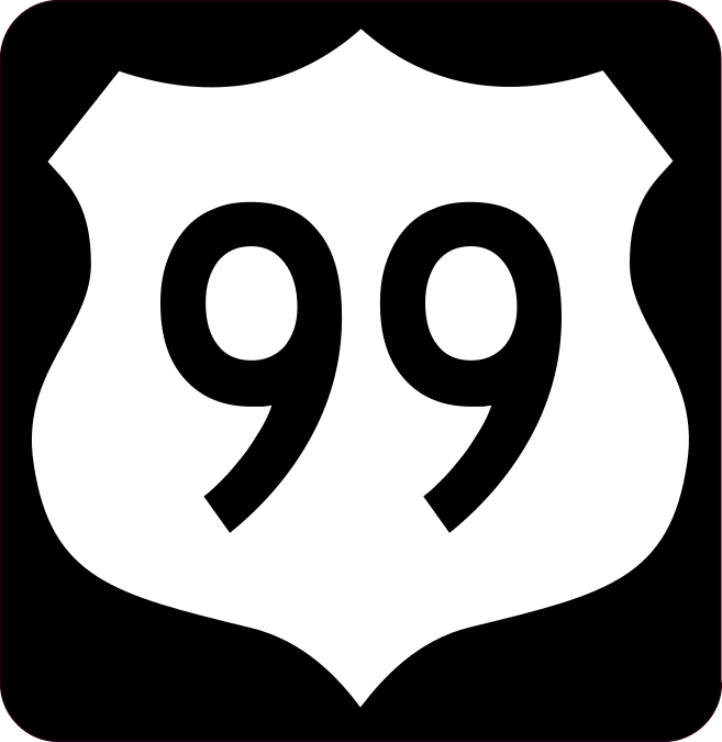 Vibrant, High-Quality Highway 99 Sign With Black Border Stickers