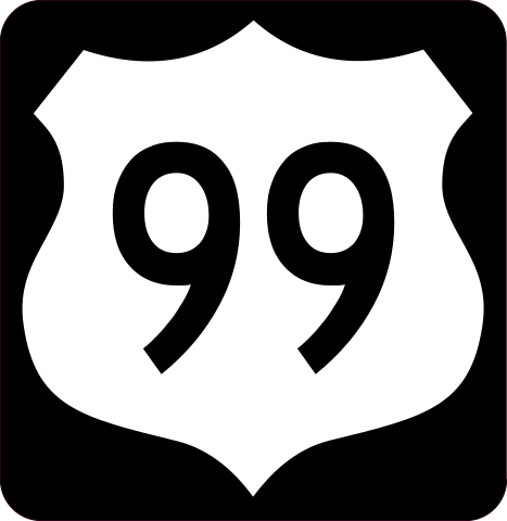 Vibrant, High-Quality Highway 99 Sign With Black Border Stickers