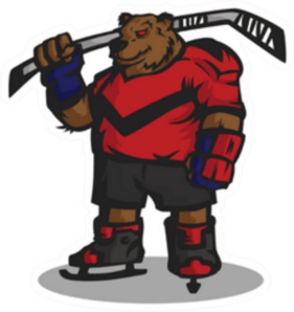 Hockey Bear Mascot In Jersey With Hickey Stick Sticker