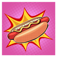 Hot Dog Pink Fast Food Pop Art Sticker