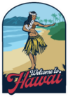 Hula Dance Girl In Beach Hawaii Design Sticker