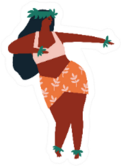 Hula Dancer Girl Illustration Sticker