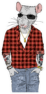 Humanized Rat Man Hipster With Tattoo Dressed Up Sticker