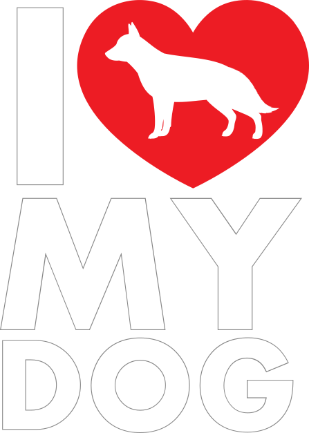 I Love My German Shepherd Text With Heart Sticker - 50+ Color Options!