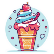 Ice Cream Blue Sundae Sticker