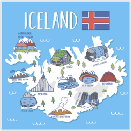 Iceland Travel Map Sticker