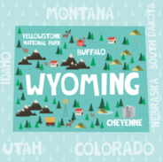 Illustrated Map Of Wyoming Sticker