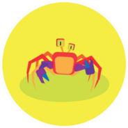 Illustration Of A Funny Crab On Bright Yellow Sticker