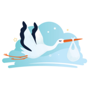 Illustration Of A Stork Flying Sticker