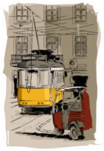 Illustration Of A Yellow Fashioned Train Sticker