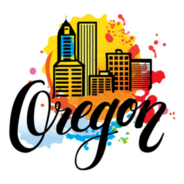 Illustration Of Cityscape Portland, Oregon Paint Sticker