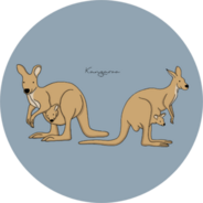 Illustration Of Cute Kangaroos On Blue Sticker