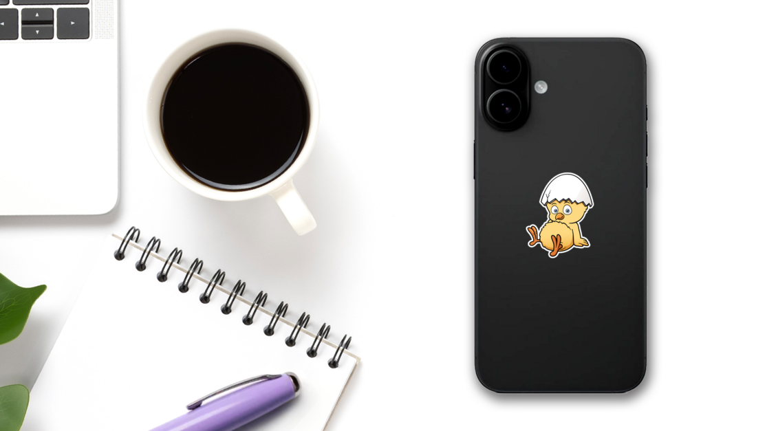 Illustration Of Little Chicken With Egg On Head Sticker