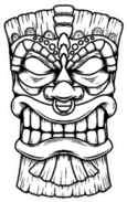 Illustration Of Tiki Tribal Wooden Mask Nose Ring Sticker