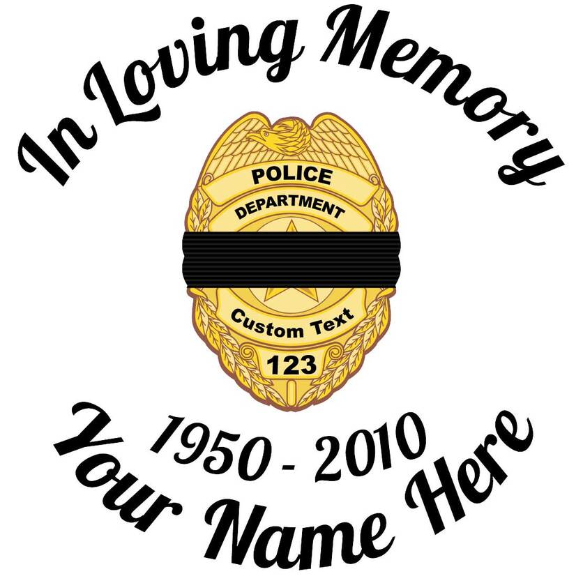 In Loving Memory Police Badge with Black Band Sticker