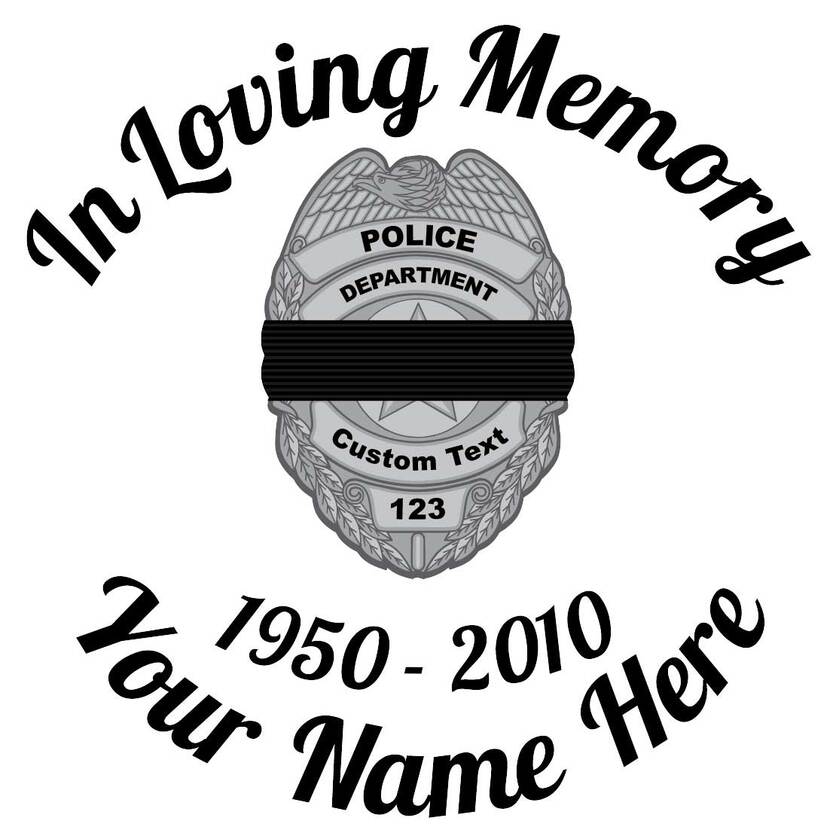 In Loving Memory Silver Police Badge with Black Band Sticker