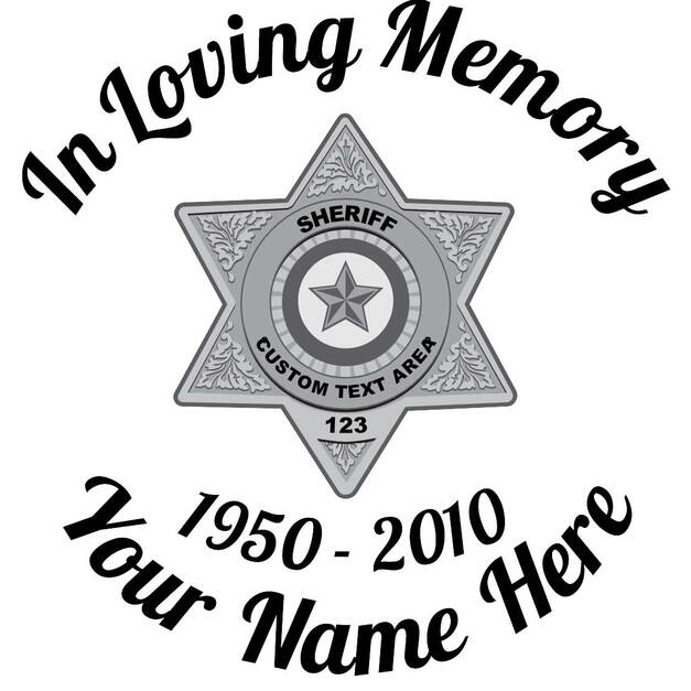 In Loving Memory Sticker Silver Sheriff Badge