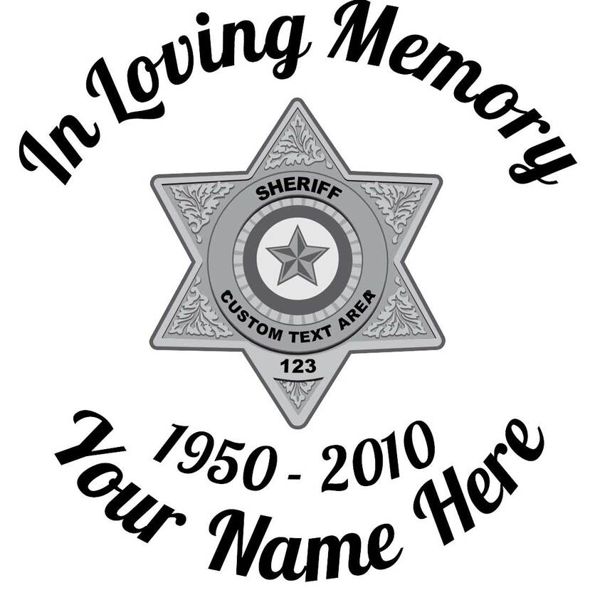 In Loving Memory Sticker Silver Sheriff Badge