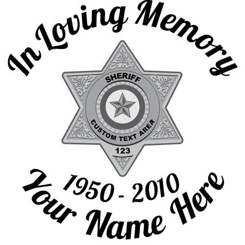 In Loving Memory Sticker Silver Sheriff Badge