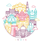 India Detailed Skyline Travel Sticker