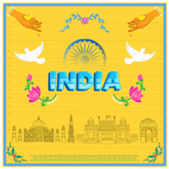 India Famous Monuments Yellow Square Sticker
